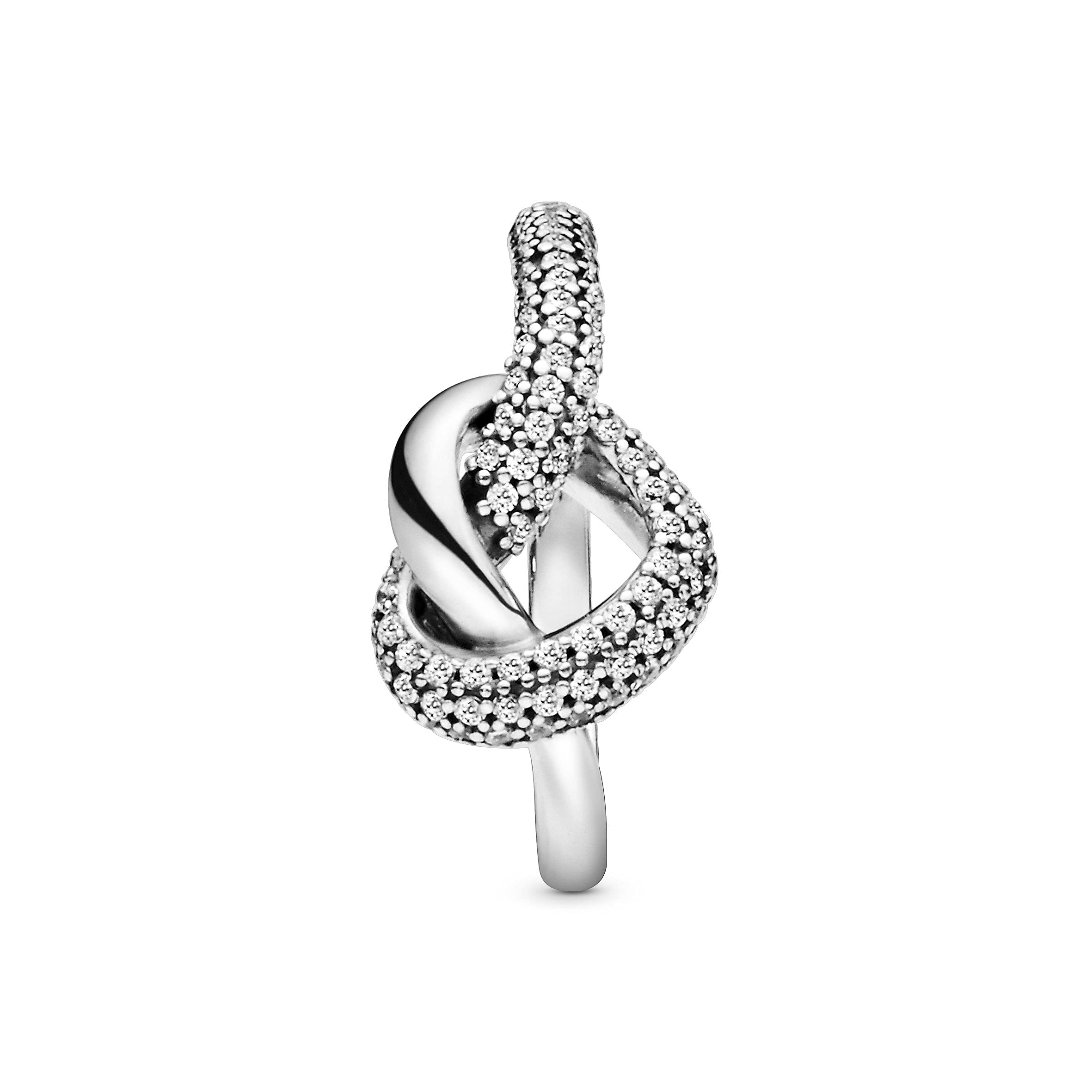 Pandora Jewelry Knotted Heart Cubic Zirconia Ring in Sterling Silver, Size 8.5