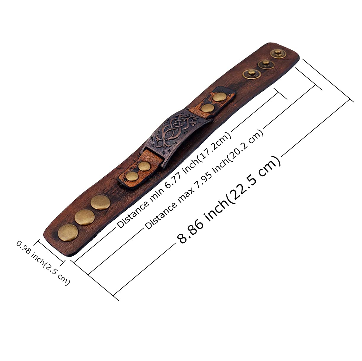 Rose-Samira Handmade Leather Bracelet Punk Wristband Set Adjustable Cuff Buckle Belt (Marker)