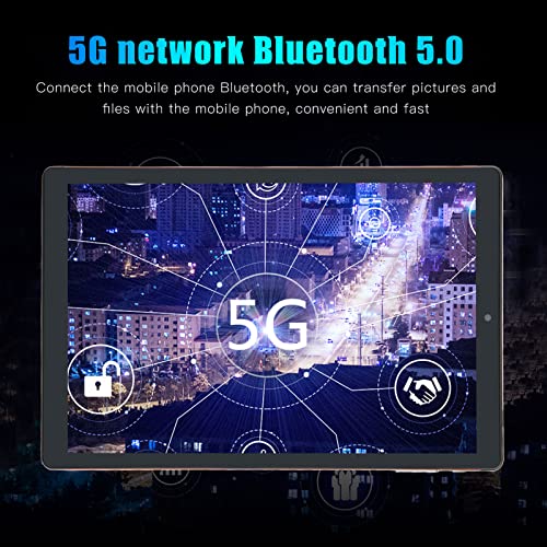 Zyyini Android 12 Tablet, 10.1in HD LCD Screen Display, 5G WiFi Calling Pad, Front 200w Rear 500w Dual Camera, Long Lasting Battery, 10 Cores CPU Tablet PC 6GB 128GB 8800mAh(Black)