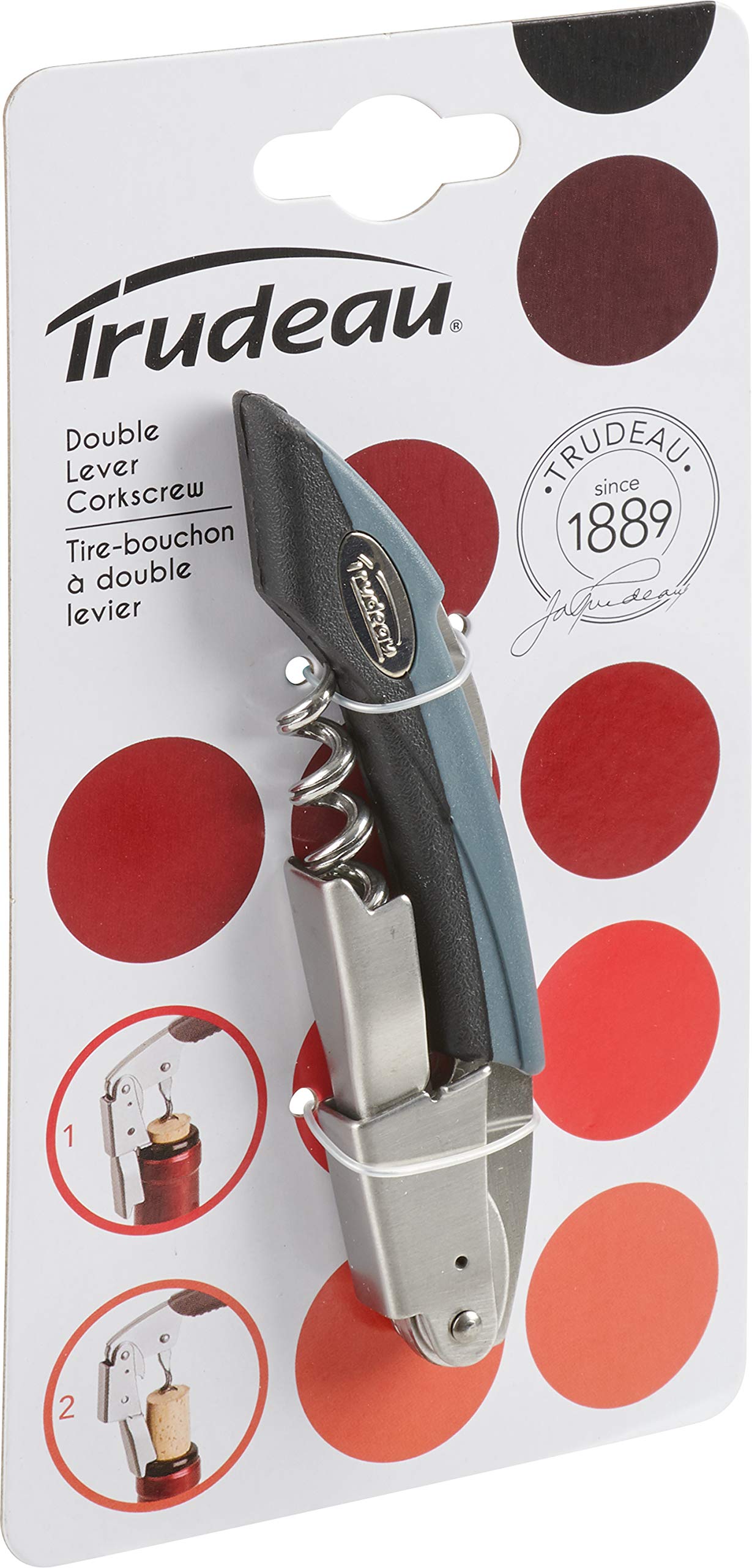 Trudeau Maison Double Lever Corkscrew, Silver/Black
