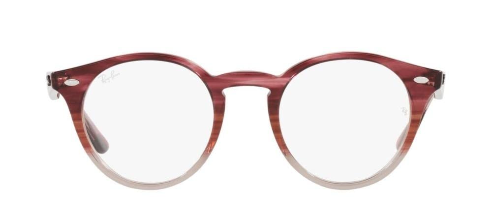 Ray-Ban RX2180V Round Prescription Eyeglass Frames, Transparent Light Brown/Demo Lens, 49 mm