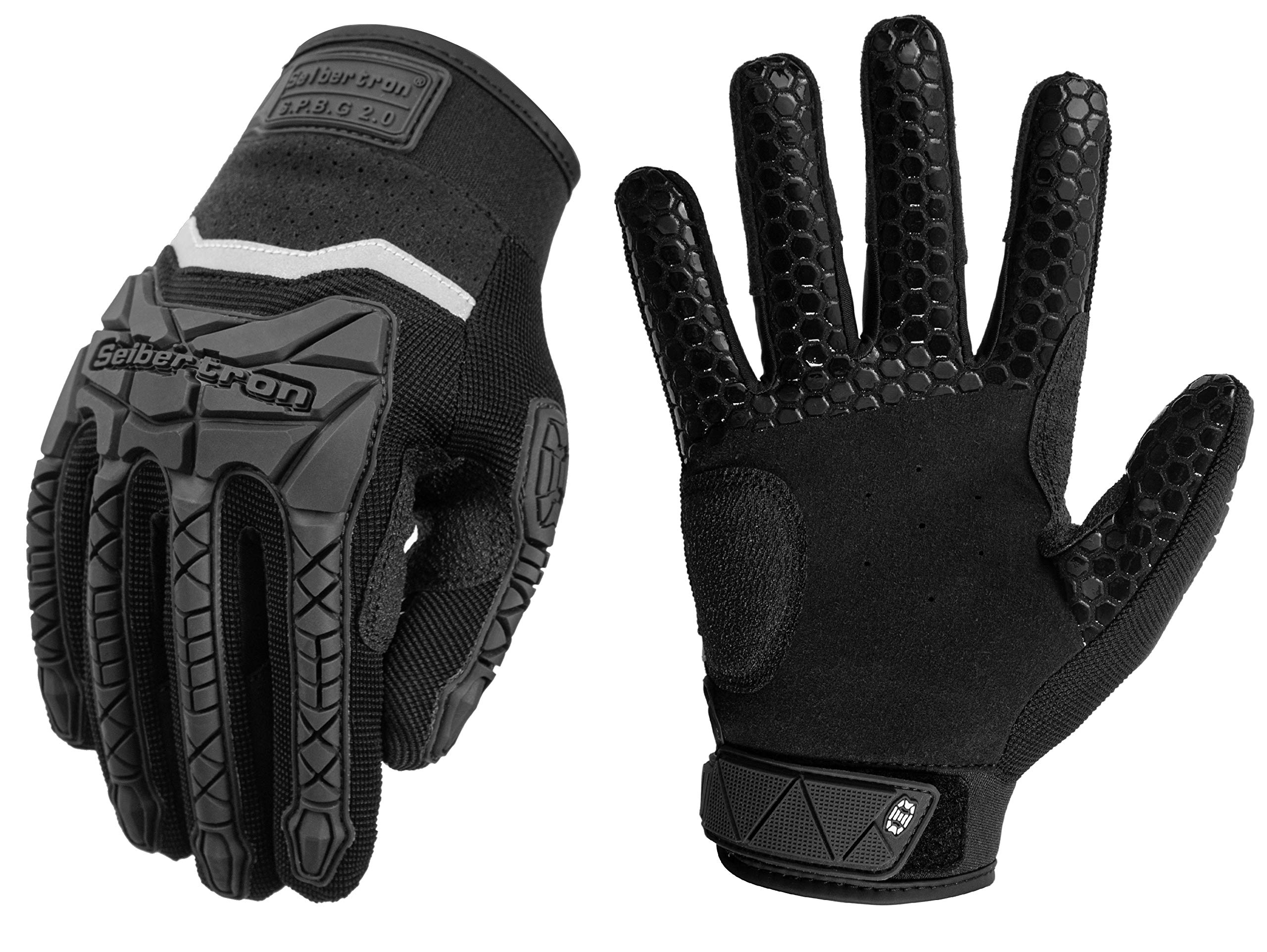 Seibertron S.P.B.G 2.0 Baseball/Softball Batting Super Grip and Protective Gloves Adult Black M
