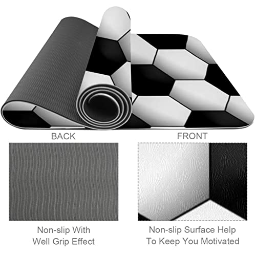 Yoga Mat, Yoga Mats for Home Workout, Workout Mat, Exercise Mats, Pilates Mat, black white geometric hexagon grid pattern