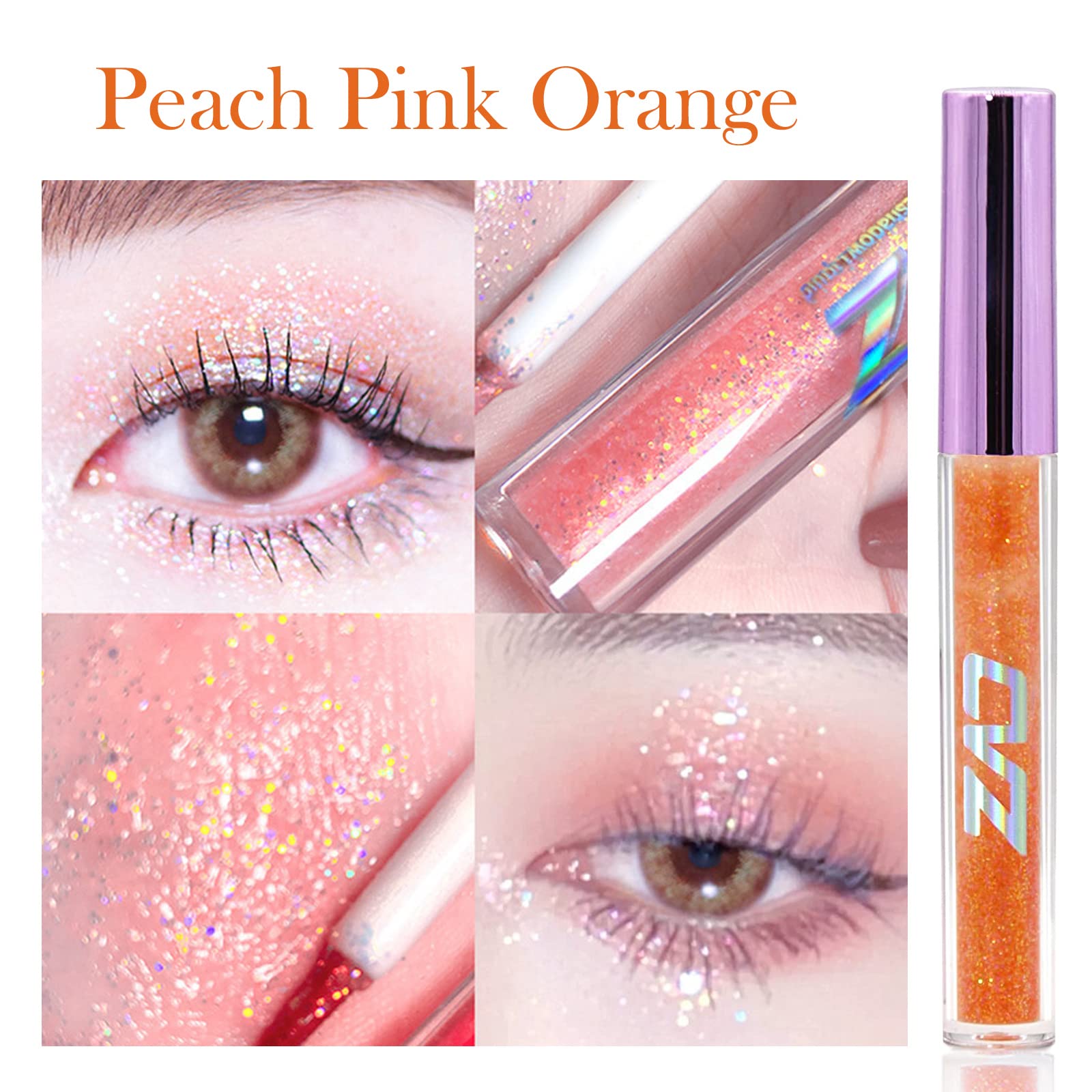 Moakxer 3 Colors Liquid Glitter Eyeshadow,Korean Makeup Eye Shadow Bling,Korean Eye Glitter,Long Lasting Waterproof Sparkling