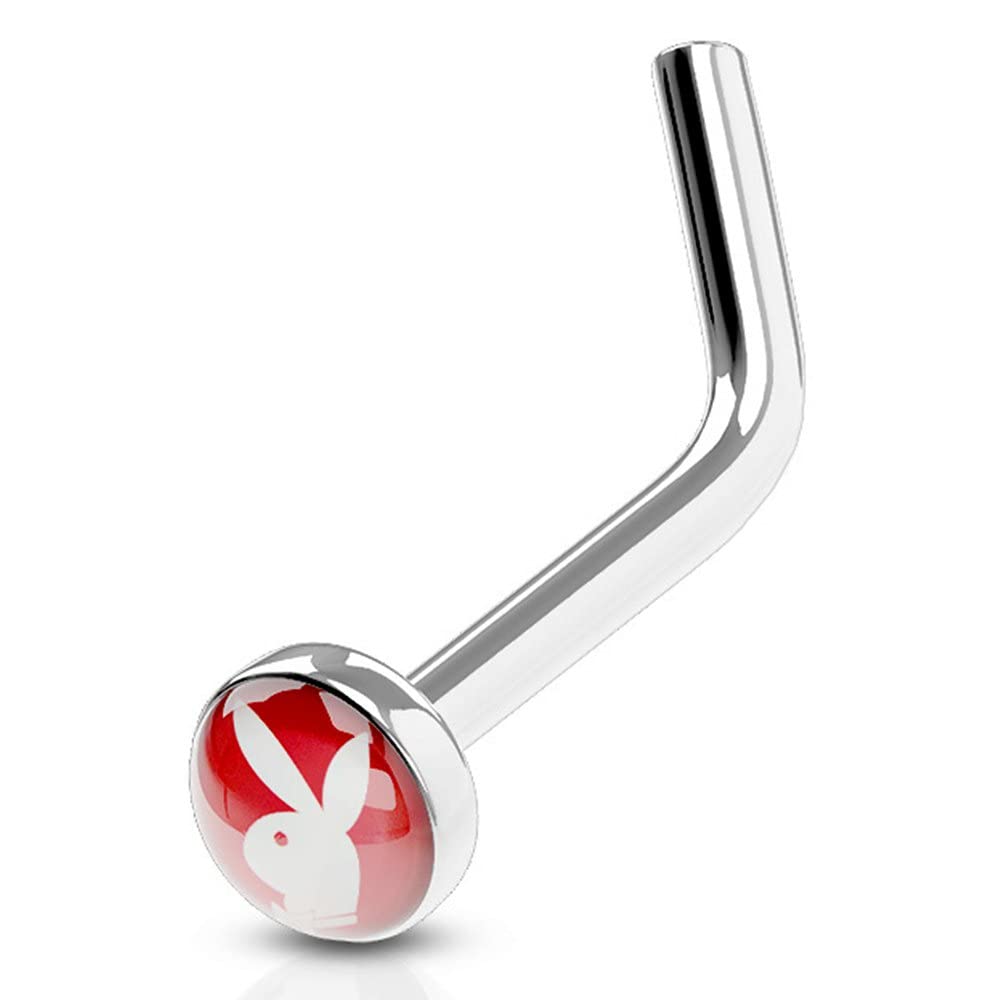 Playboy Bunny Top 316L Surgical Steel Nose Bone Stud Rings (Rose Goldtone)