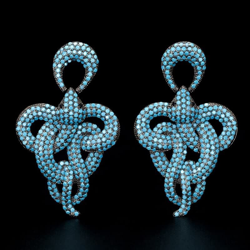 Trendy Charms Big Twist Snake Statement Earring for Women Luxury Full Cubic Zircon Wedding earings