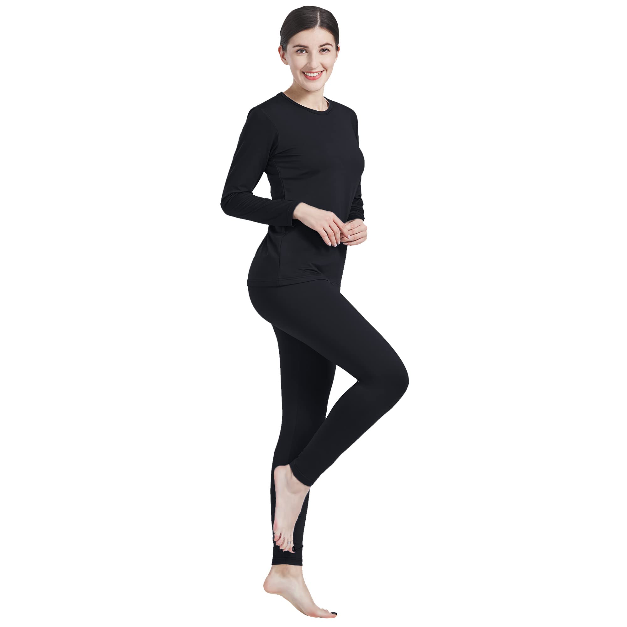 TVKSOM 2 Sets Thermal Underwear for Women Long Johns Fleece Lined Base Layer Ultra-Soft Pajama Set Women Cold Weather