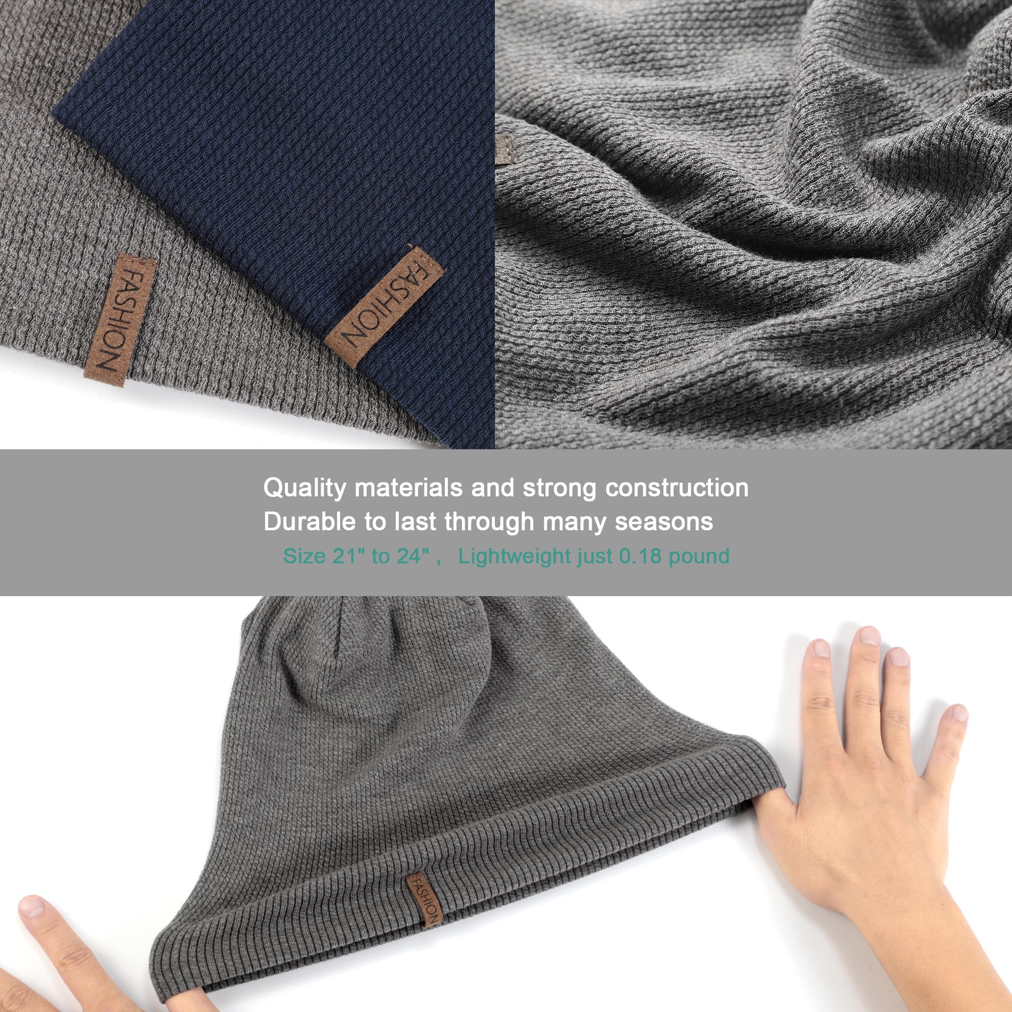 Trendy Stylish Beanie of Quality Knit Fabric, Breathability & Elasticity Skull Cap Hat (27 2Pcs Black+Gray)
