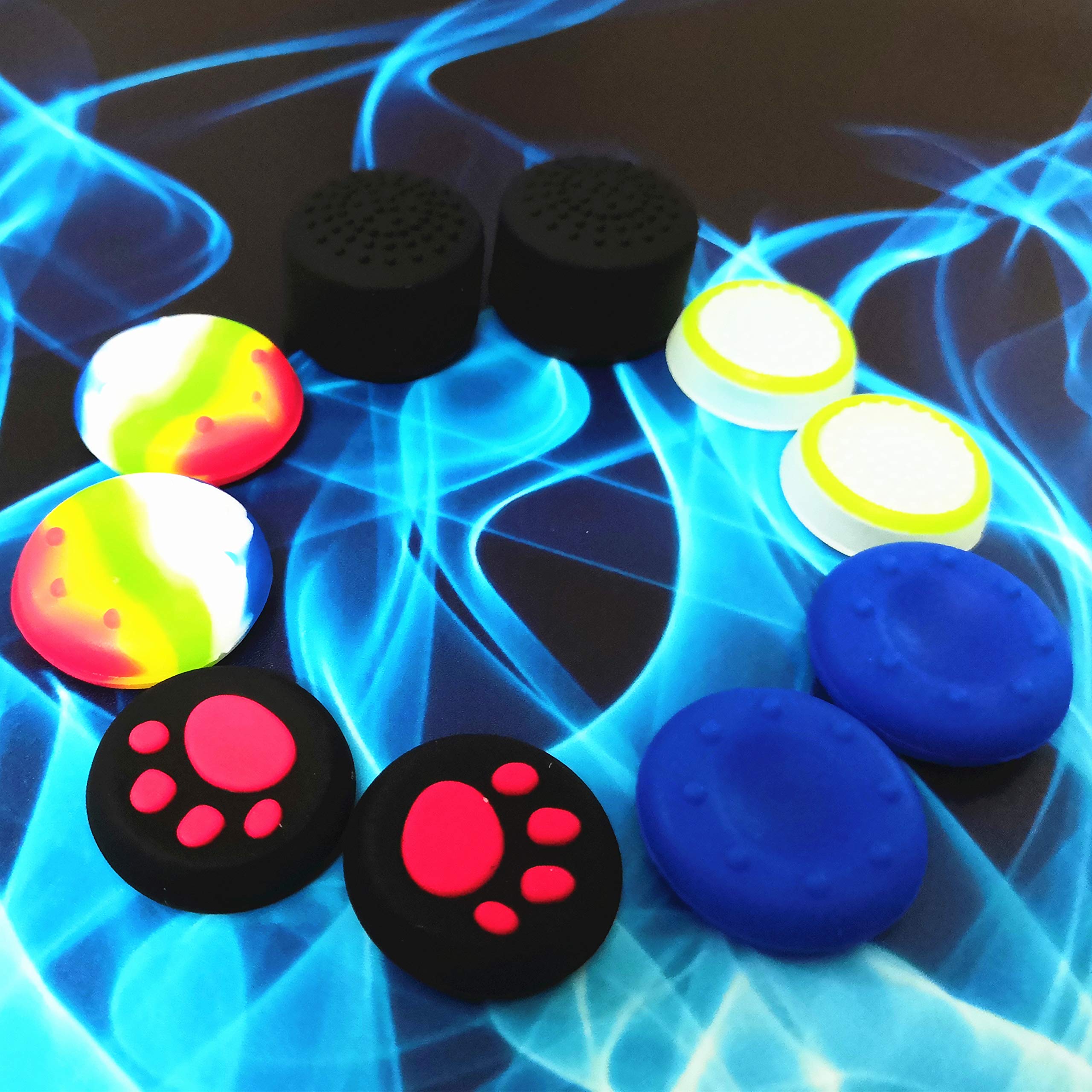 Skin for PS5 Controller Grips, Silicone Case Cover for Playstation 5 Anti-Slip Protector with 10pcs Thumb Joysticks Caps (fireworks)