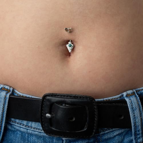 Pierced Owl 14G Stainless Steel Turquoise Tribal Arrow In and Out Belly Button Ring