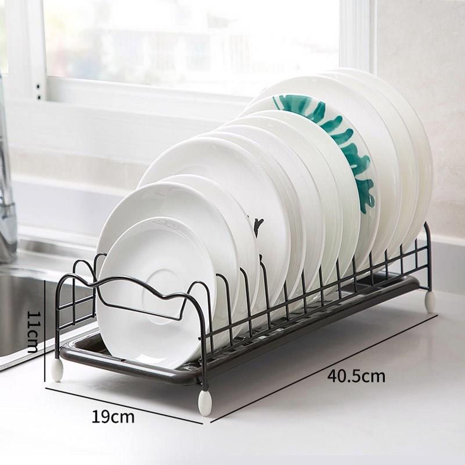 Pots and Pans Organizer Rack with Draining Tray, Kitchen Countertop Pot Lid Holder, Cutting Board Stand, Multi-Functional, for Baking Pan, Trays