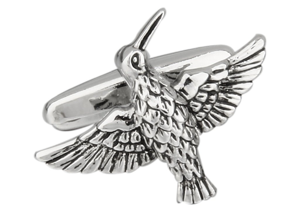 MRCUFF Hummingbird Bird Flying Pair Cufflinks in a Presentation Gift Box & Polishing Cloth