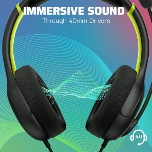 PDP Gaming AIRLITE Xbox Headset with Microphone, Series XS/Xbox One/Windows PC, Lightweight Wired Power Stereo Headphones, Noise-cancelling Mic- Electric Black (Only at Amazon)