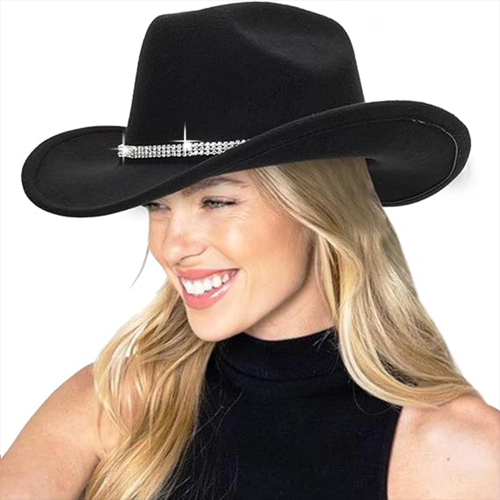 UTOWO Vintage Western Cowboy Hat for Men Outback Cowgirl Hat Rode Felt Fedora Gus Hat Women M/L