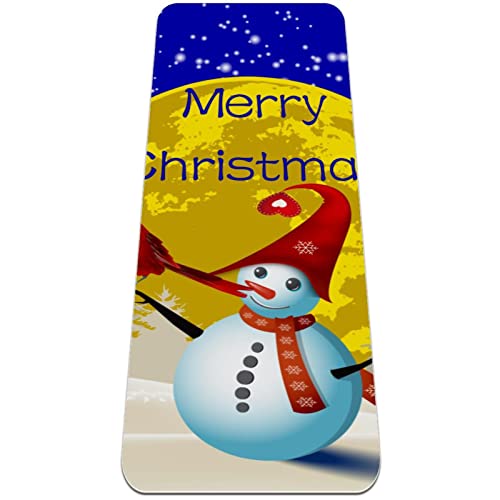 Yoga Mat, Yoga Mats for Home Workout, Workout Mat, Exercise Mats, Pilates Mat, Merry Christmas Moon Snowman Red Bird
