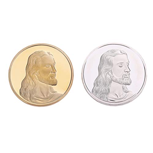 VORCOOL Jesus Commemorative Coin Collection Christ Religion Souvenir Challenge Coin Religious Badge for Easter Party Favor Home Decoration Golden