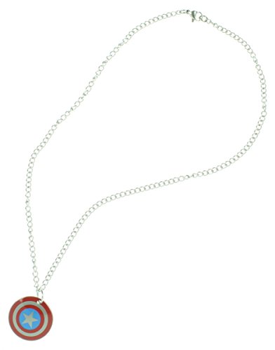 Marvel Comics Officially Licensed Hypoallergenic Stainless Steel Captain America Shield Chain Pendant Necklace, 16"