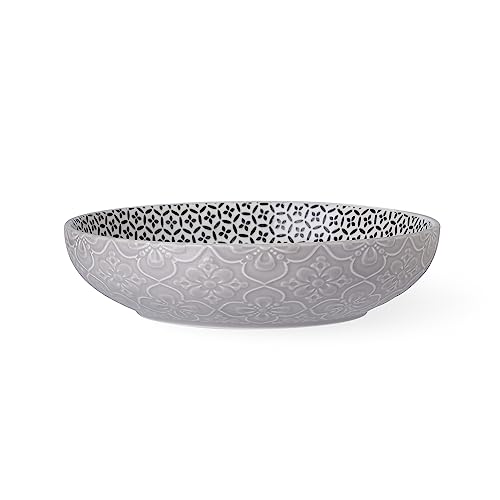 Signature Housewares Pad Print 13 Dinner Bowls 8.5'' Set of 4, Multicolor, 22oz