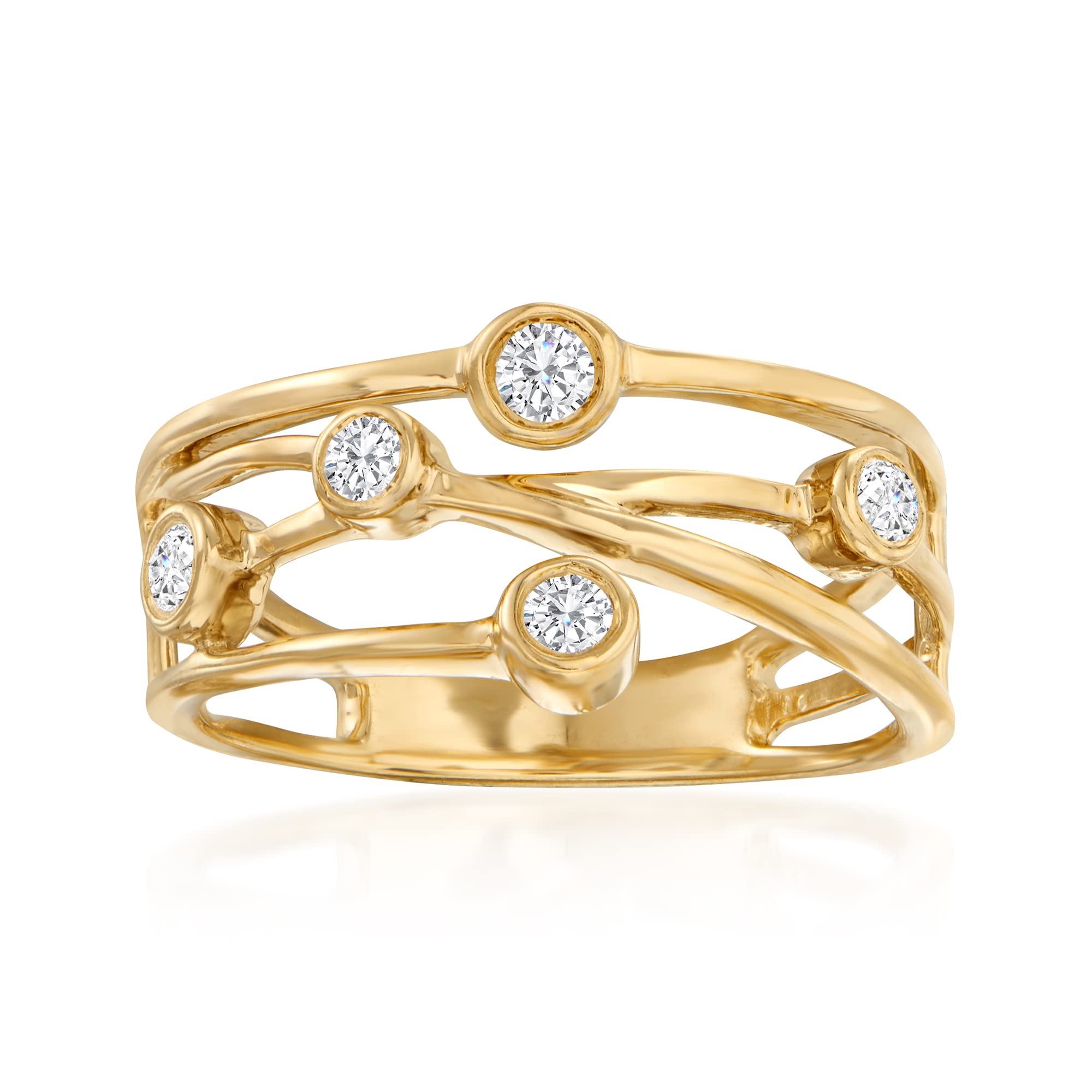 Ross-Simons 0.25 ct. t.w. Diamond Crisscross Ring in 18kt Gold Over Sterling. Size 6