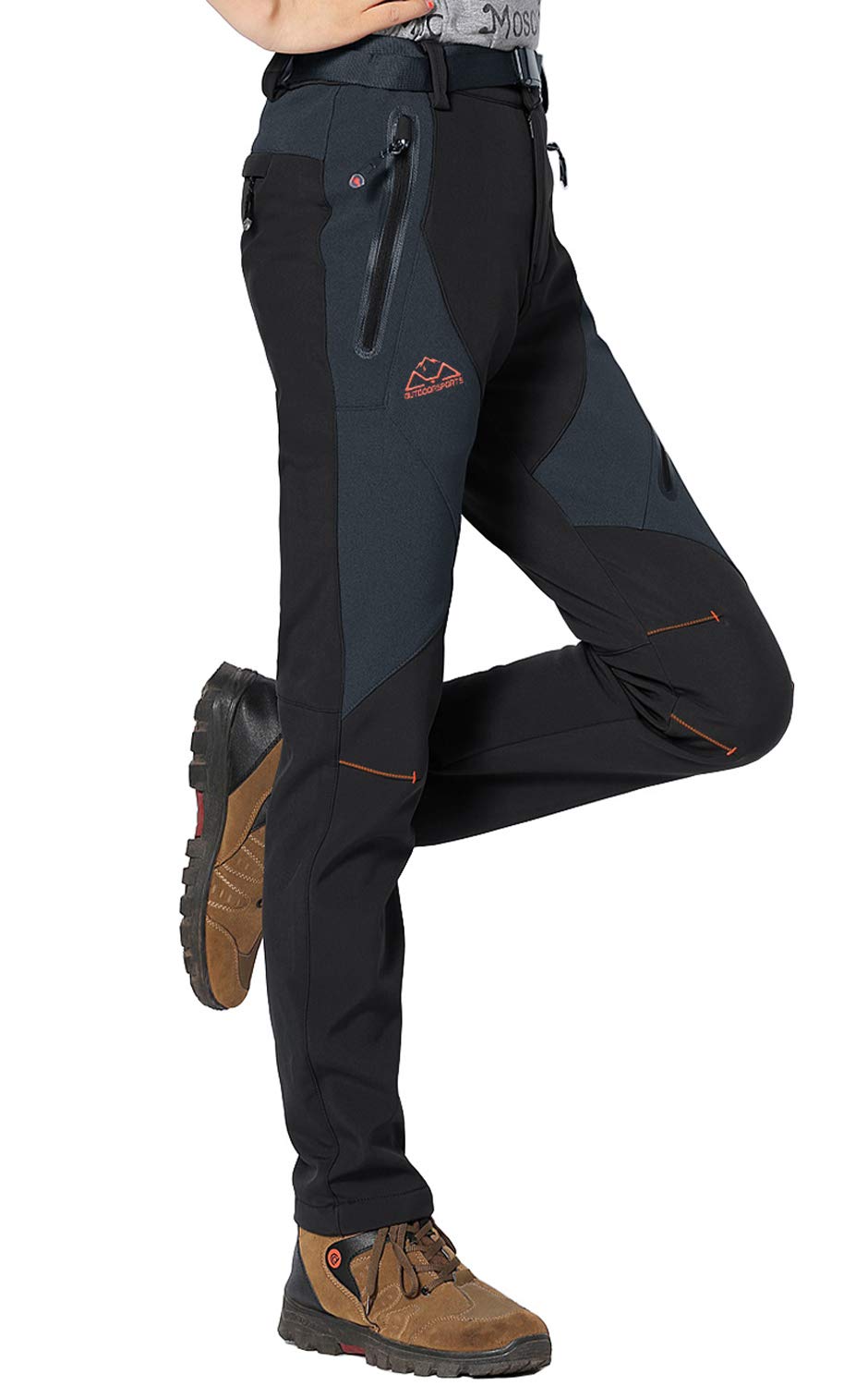 Rdruko Women's Snow Pants Waterproof Insulated Fleece Thermal Ski Hiking Snowboard Pants(Black, US S)