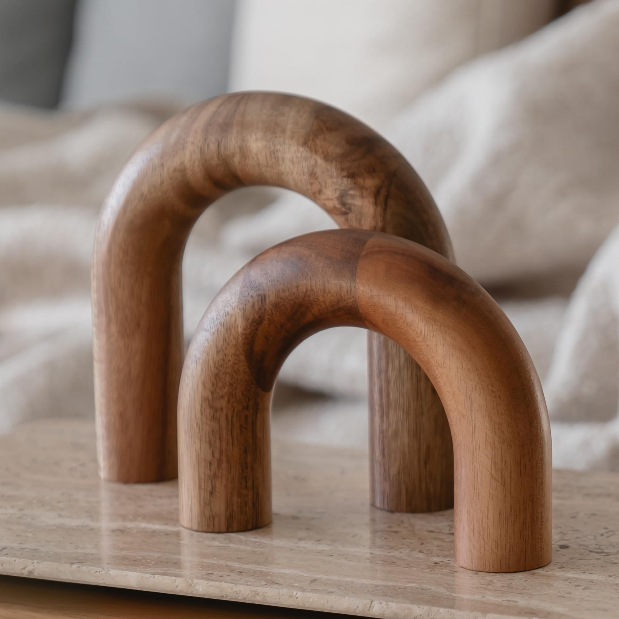 Peakoly Wood Arch Bookshelf Decor - Shelf Decor Accents, Coffee Table Decor Items, Modern Home Decor, Entryway Decor, Decorative Objects, Coffee Table Decorations Living Room, Desk Decor Aesthetic