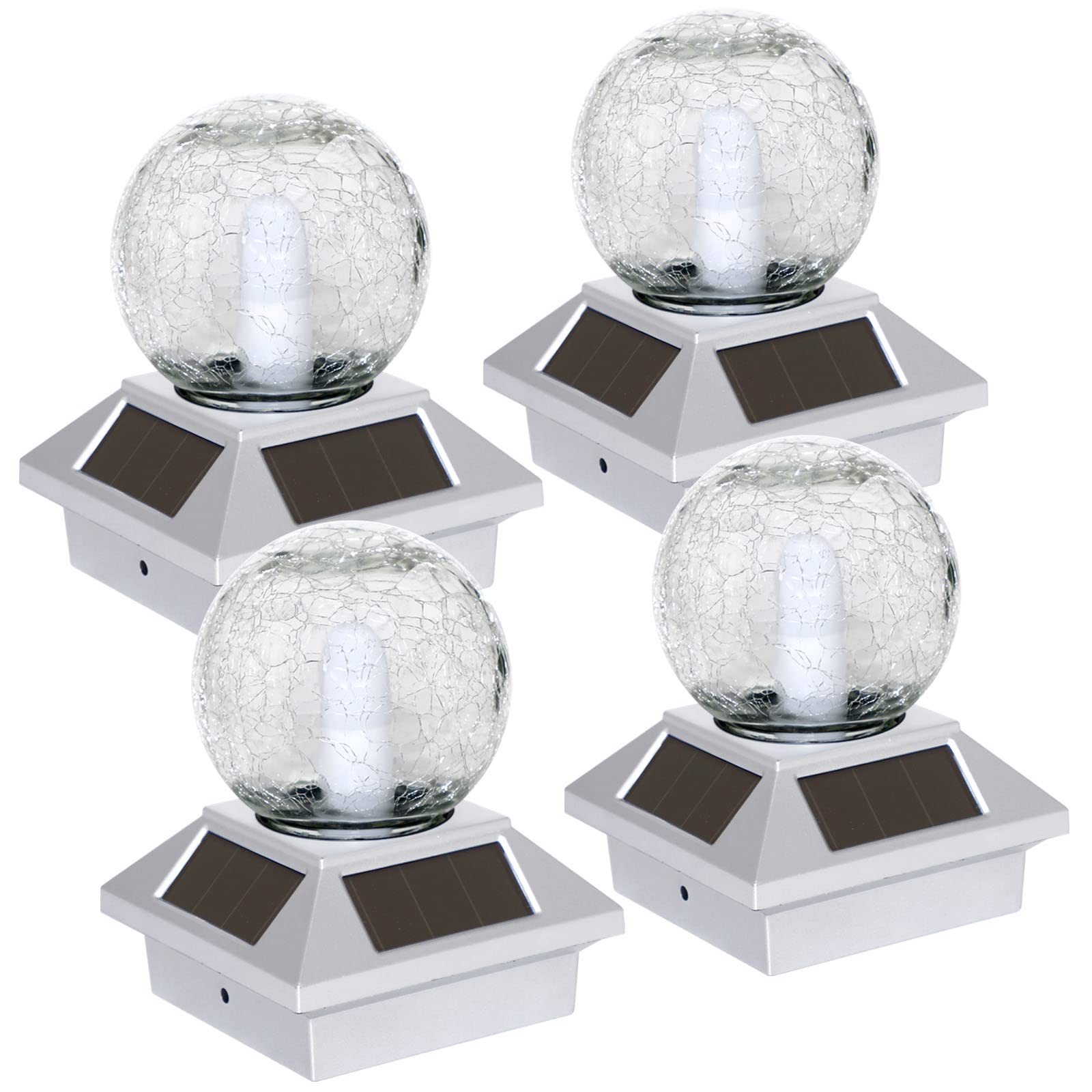 Solar Fence Post Cap Light,Solar Post Flame Lights Outdoor Cap Lights 4 Pack for Mailbox,Deck or Patio,Waterproof Outdoor Cap Lamp Post Fits 4X4, Wooden Posts or 3.5X3.5 Vinyl/PVC Fence Posts