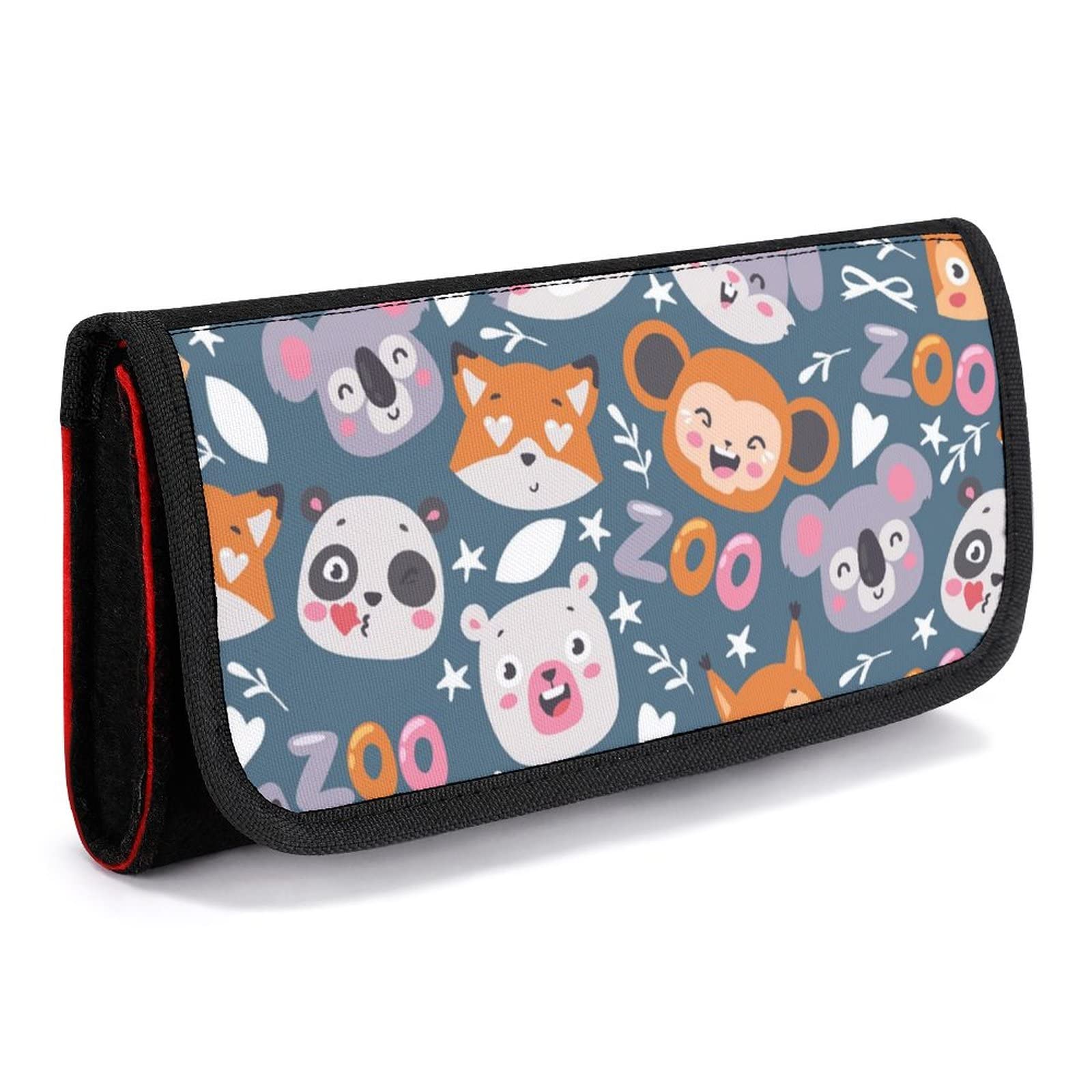 Zoo Animals Carrying Bag Compatible with Switch Protective Case Slim Felt Pouch with 5 Game Cartridges Holders