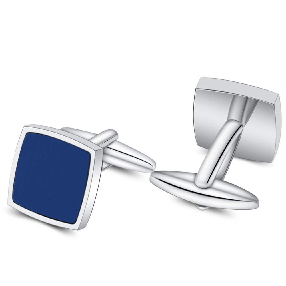 Mr.Van Blue Opal Cufflinks Platinum Plated Cuff Links Set Gemstone Reiki jewelry