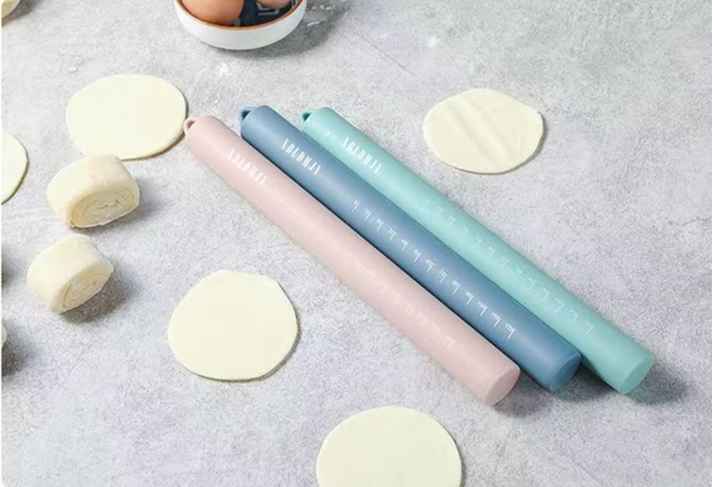 XBLDMJY Small Silicone French Rolling Pin, Silicone Steel Rolling Pin, Non Stick Roller For Dough, Mini Dough Roller, Rolling Pins For Baking,Fondant rollers.(10.23×1.02"/26×2.6cm/Green)