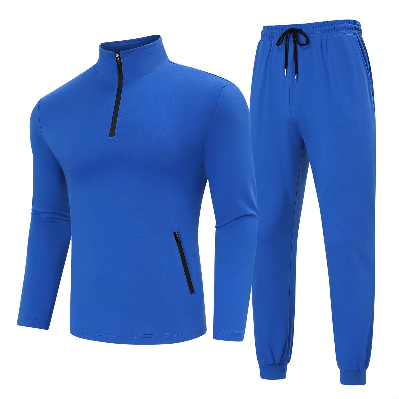TURETRENDY Men's Tracksuit Set 2 Piece Quarter Zip Casual Golf Jogging Suit Athletic Sports Sweatsuits Set Navy Blue M