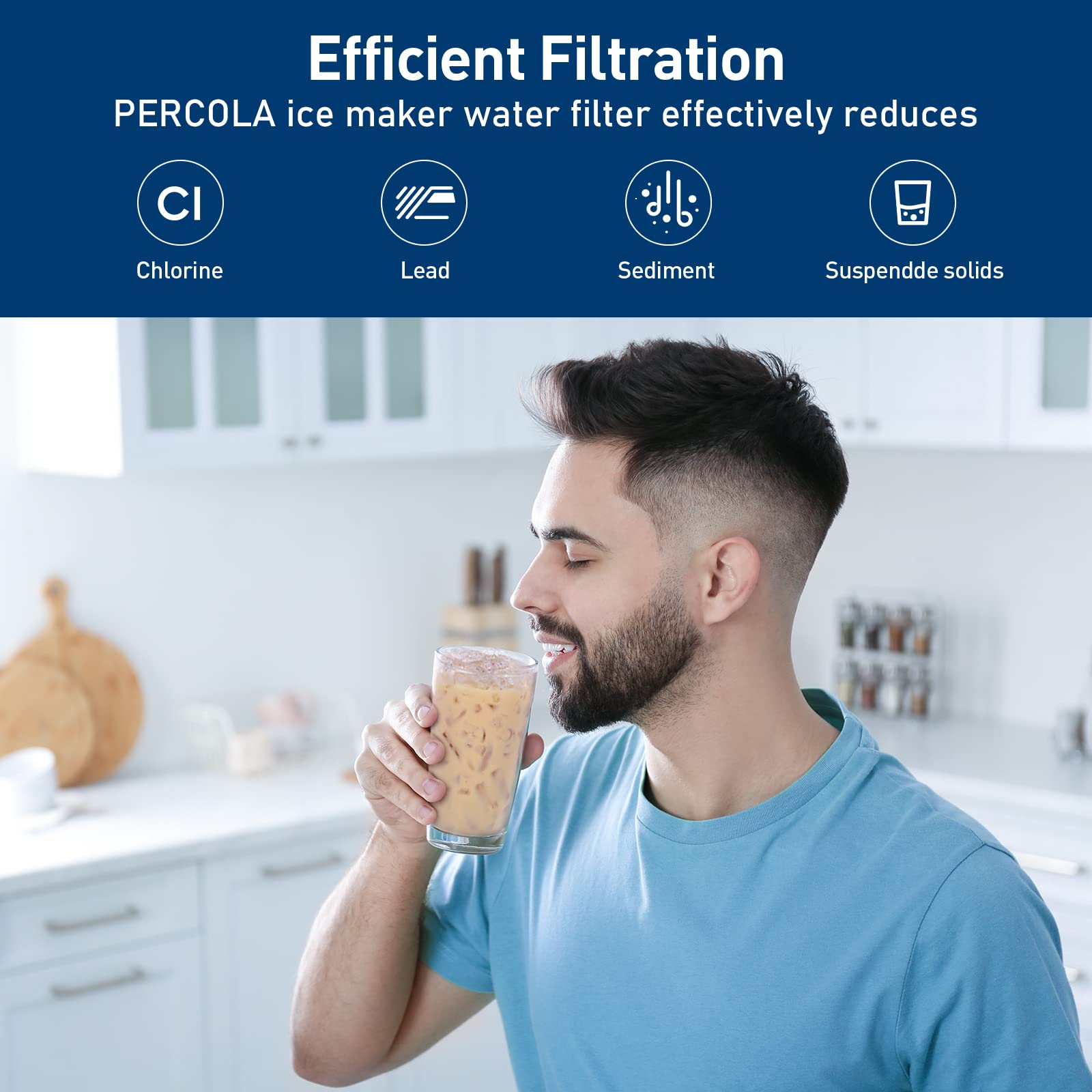 PERCOLA Sub-Zero 7012333/7042803 & Manitowoc K00374/K00374001 Ice Maker Water Filter, Compatible with Sub-Zero UC-15I Ice Maker, Manitowoc AR-2800/ SM-50 Ice Maker (3 Pack)