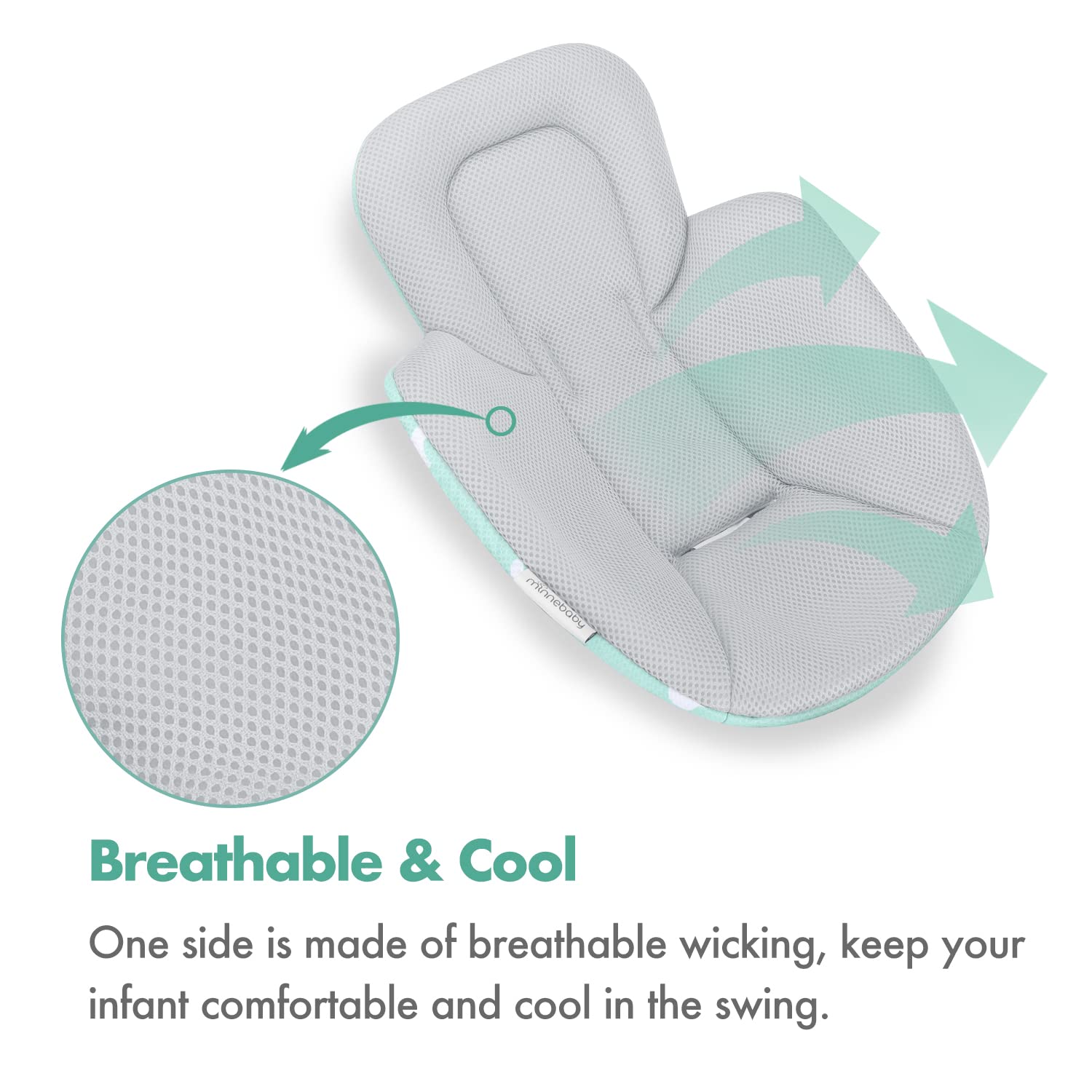 Minne Baby Infant Insert, Cool Mesh Fabric Newborn Insert Compatible with 4Moms MamaRoo and RockaRoo Swing, Soft and Breathable with Head and Body Support