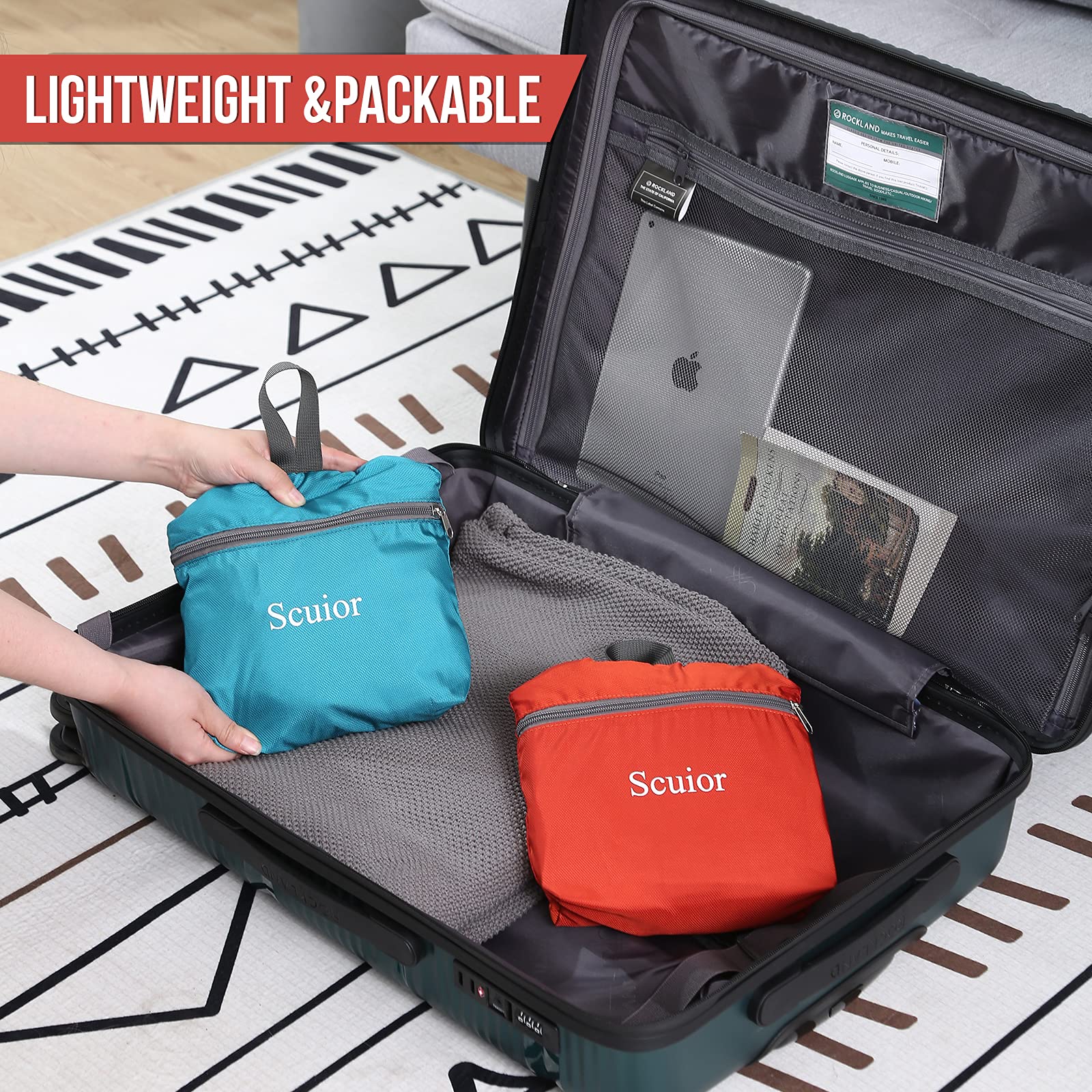 Scuior 40L Packable Hiking Daypacks,Waterproof Travel Camping Foldable Outdoor Hiking Backpack For Women Men (Grey)