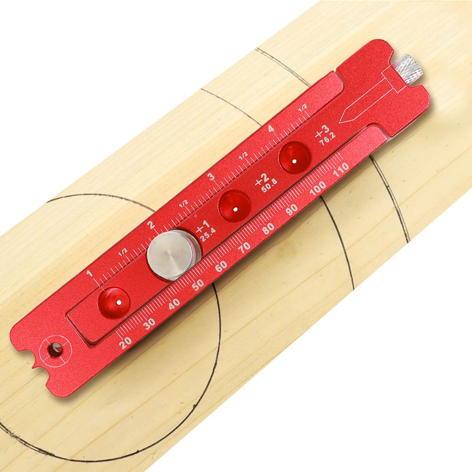 Woodworking Circular Drawing Tool, Aluminum Alloy Wood Scriber Tool Compass Scriber Adjustable Arc Drawing Ruler Gauge Metric and Inch Dual-Scale Fixed-Point Marking Carpenter Tool