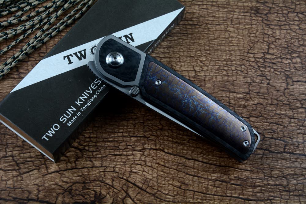 TwoSun TS342 Folding Knife Gentleman D2 Satin Blade TC4 Handle Outdoor Camping Hunting