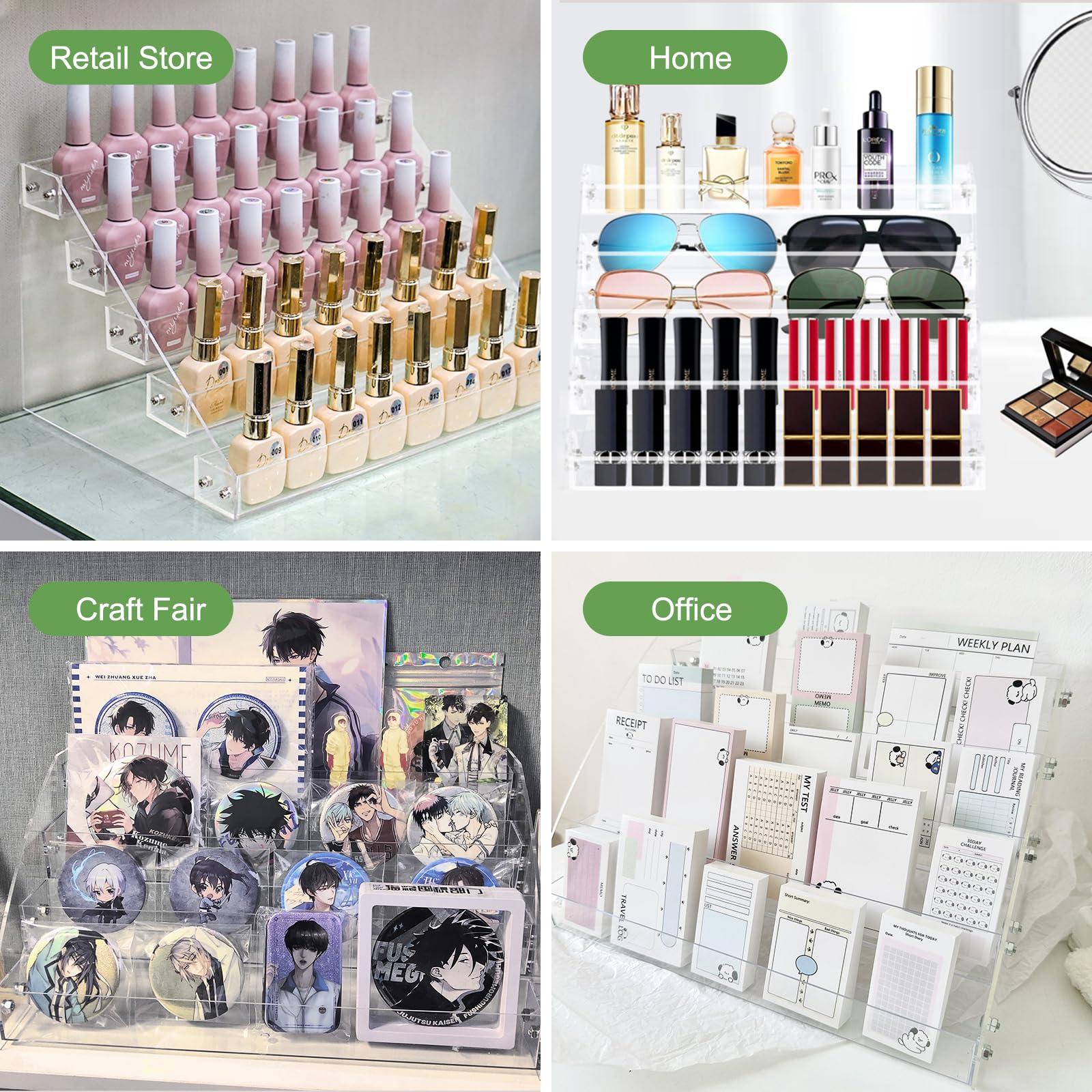 yuuzue 5 Tier Greeting Card Display Rack, Clear Acrylic Sticker Display Stand for Vendors Retail Display Photo Stand for Counter Tabletop Display Supplies