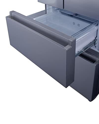 Summit Appliance FDRD152PL 27.5" Wide French Door Refrigerator-Freezer, Stainless Steel Look, Digital Controls, Interior LED Light, Open Door Alarm, No-frost Operation, Energy Saving Function