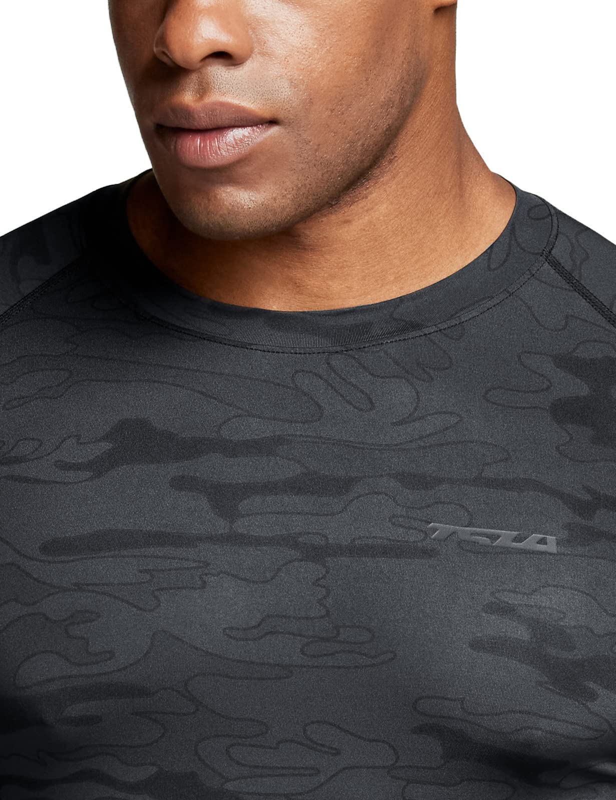 TSLA Men's UPF 50+ Compression 3-Pack - Long Sleeve Athletic Workout Shirt, Water Sports Rash Guard, Large Black/Urban Camo