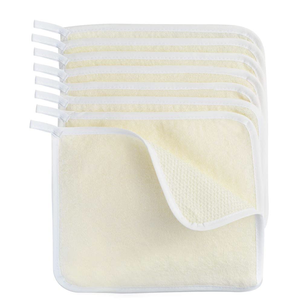 Nydotd 8 Pcs Exfoliating Face and Body Wash Cloths Towel Soft Weave Bath Cloth Dual-Sided Exfoliating Scrub Cloth Skin Washcloth Massage Bath Cloth (Exfoliating Side and Soft Terry Side Cloth) 10"x8"