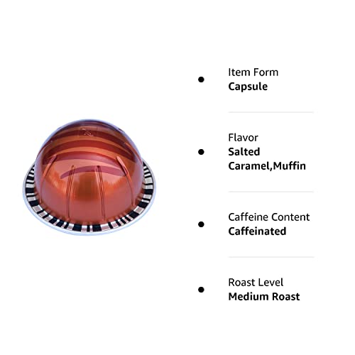 Nespresso VertuoLine Hazelino Muffin Coffee, Plus 1 Piece Of Dark Chocolate Salted Caramel, For Your First Cup Of Coffee