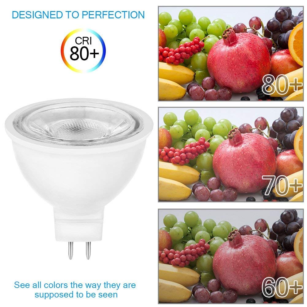 MR16 LED Light Bulbs G5.3 Base 5W Light Bulbs 6000K Spotlight, Non-Dimmable,110V, 5W LED Replacement for 50W Halogen Bulbs for Track Recessed Down Lighting, Pack of 6