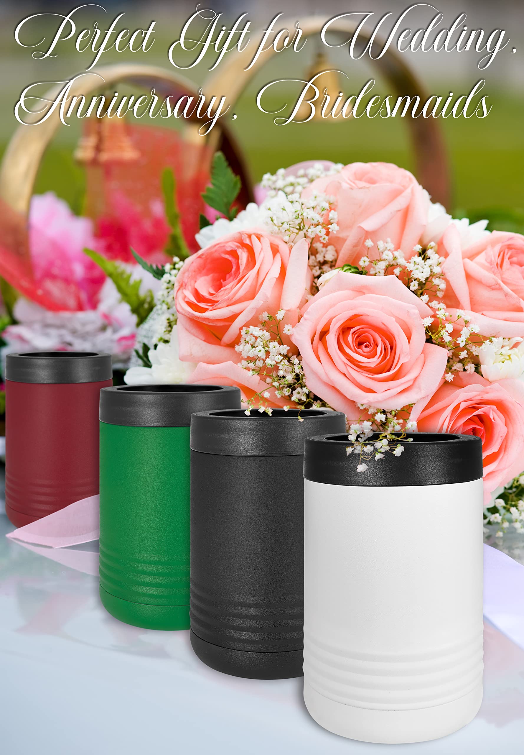Stainless Steel 12 oz Double Wall Vacuum Insulated Can or Bottle Cooler Keeps Beverage Cold for Hours Beverage Holder Fits 16 oz Cans - Men Women Gift (Black)