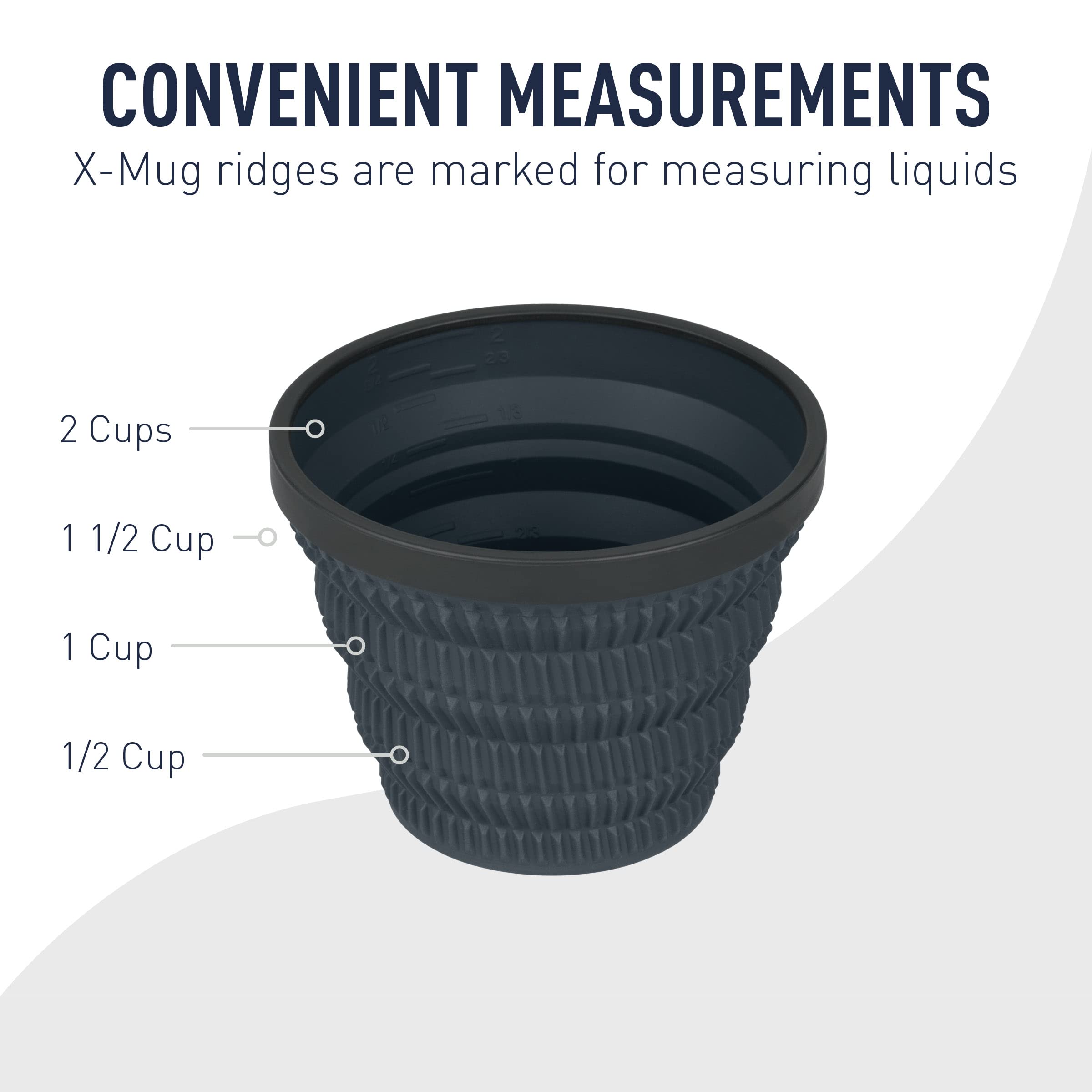 Sea to Summit X-Series Collapsible Silicone Cool Grip Camping Drinkware, Mug (16 oz), Charcoal