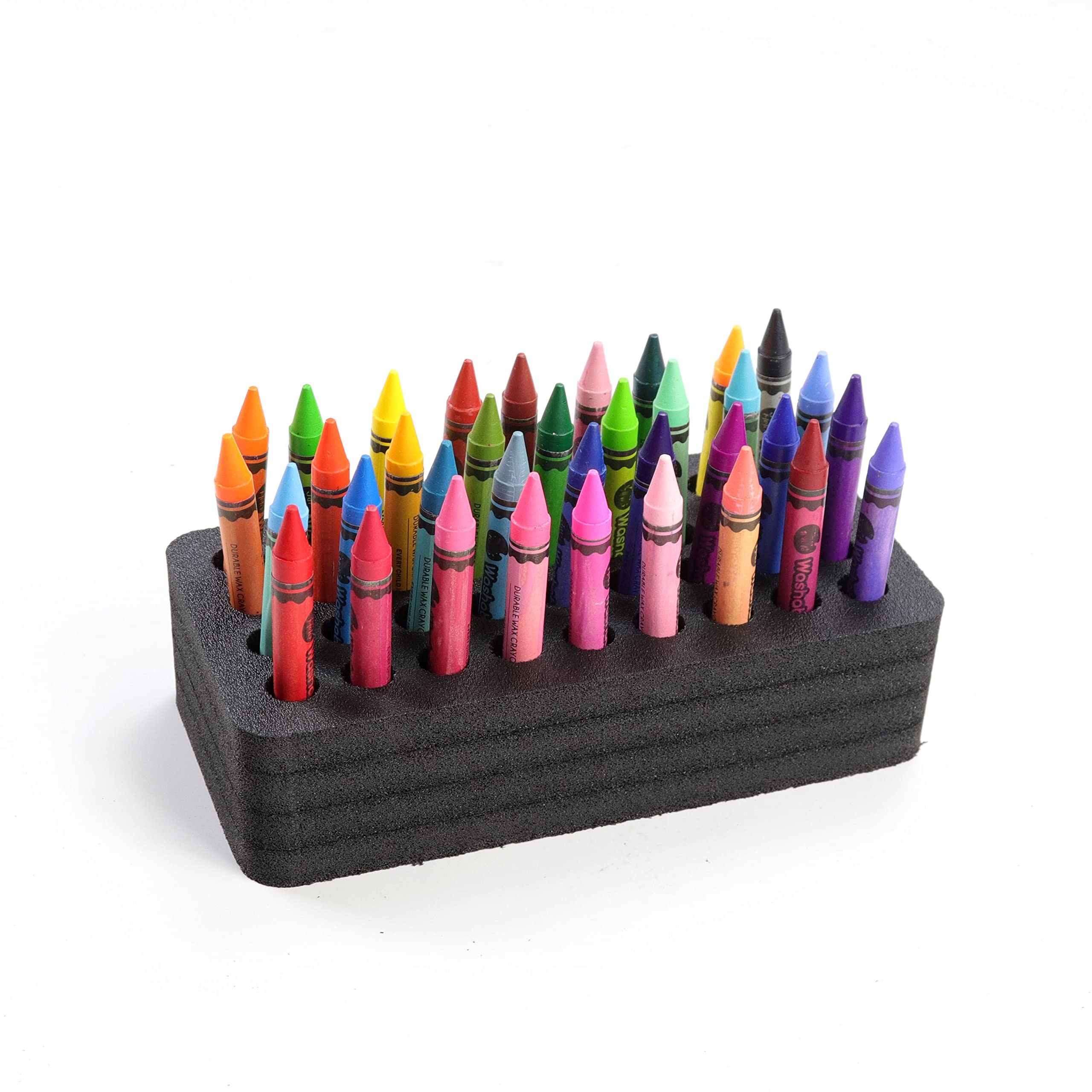 Polar Whale 2 Jumbo Washable Crayon Desk Stand Organizers Compatible with Jar Melo and Others Design Storage Tray Supply Non-Scratch Non-Rattle Washable Durable Black Foam Each Holds 36