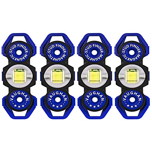 Vaughan Magnetic Stud Finder Leveler, 4 Pack, Locate Screws, Nails, Metal Studs with Magnet, Level Tool, Drywall, Plaster, Blue - 240277