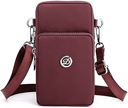 Nylon Small Crossbody Bag Cell Phone Purse Wallet Travel Wristlet Armband for iPhone 13 12 11 Pro Max Samsung Galaxy S23 Ultra S22 S21 S20 Plus FE A03s A13 A14, Moto G 5G, Google Pixel 6 7 Pro, Purple