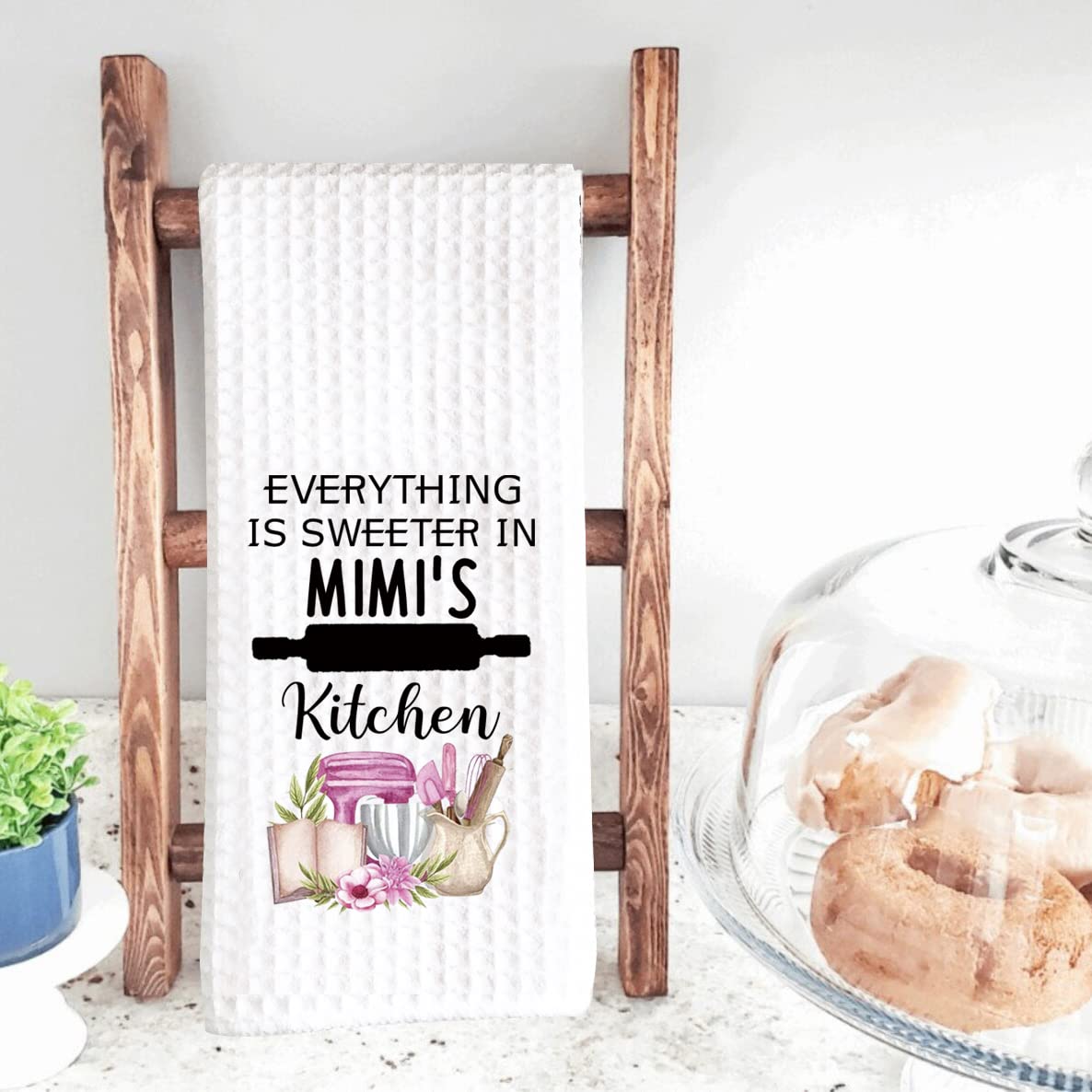 TSOTMO Mimi Gift Mimi Everything is Sweeter in Mimi’s Kitchen Grandma Kitchen Towel Dish Towel (Sweeter Mimi)