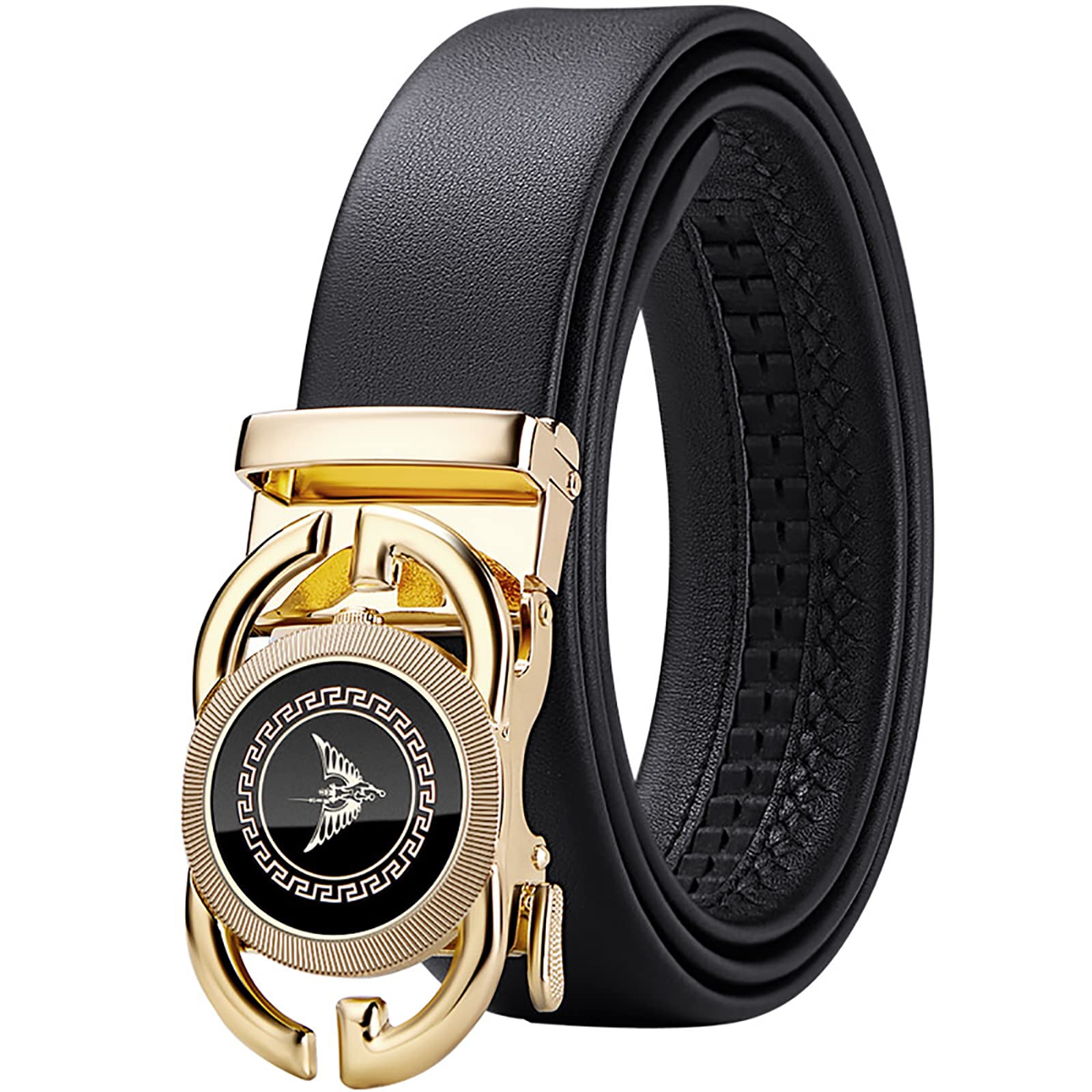 VANNANBA Mens Belts Leather Ratchet Dress Belt with Automatic Sliding Buckle, Designer Works Belts for Jeans Pants
