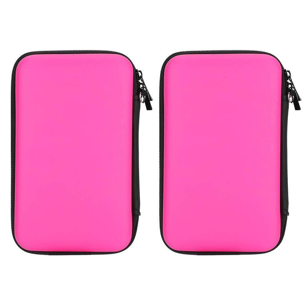 Shanrya Storage Bag Hard Double‑Layer Nylon Compartments Game Consoles Storage Bag for 3DS 3DS LL Office Home(Pink)