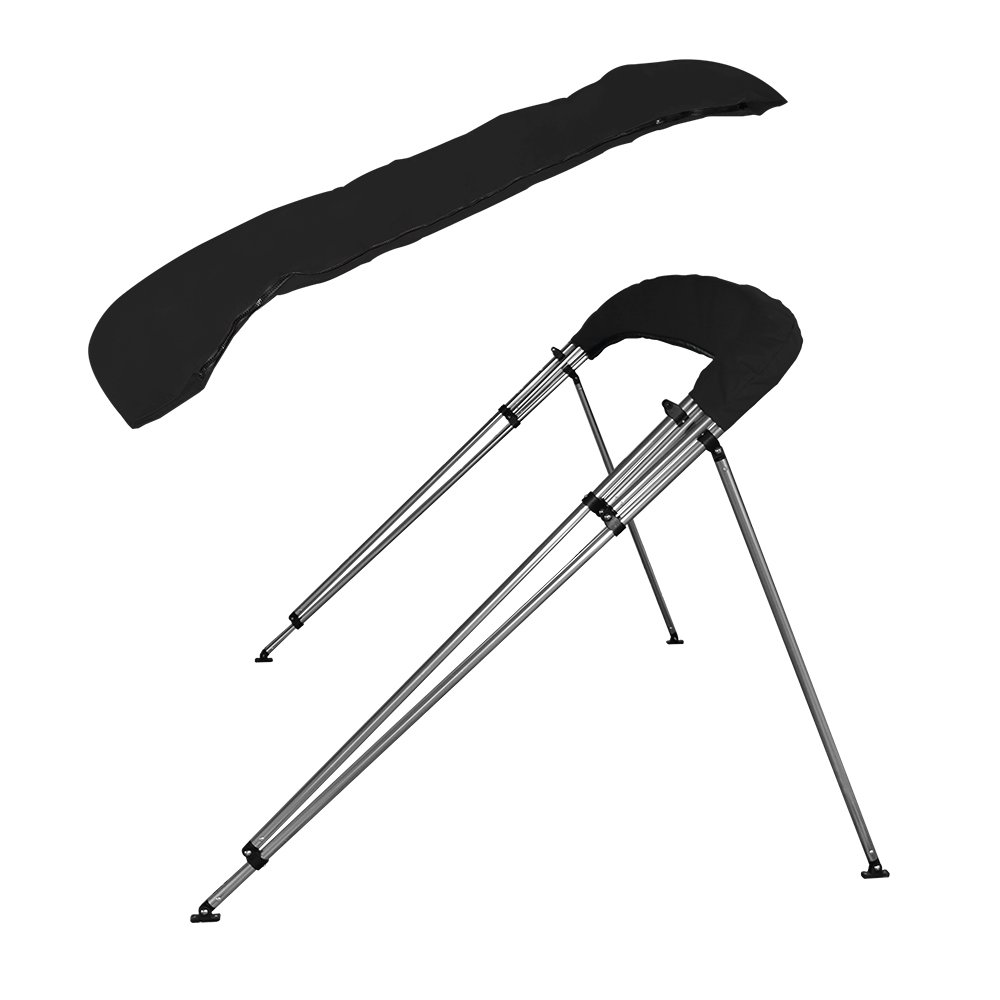 MSC 3 Bow 4 Bow Bimini Top Boat Cover with Rear Support Pole and Storage Boot(Navy, 4 Bow 8'L x 54" H x 91"-96" W)